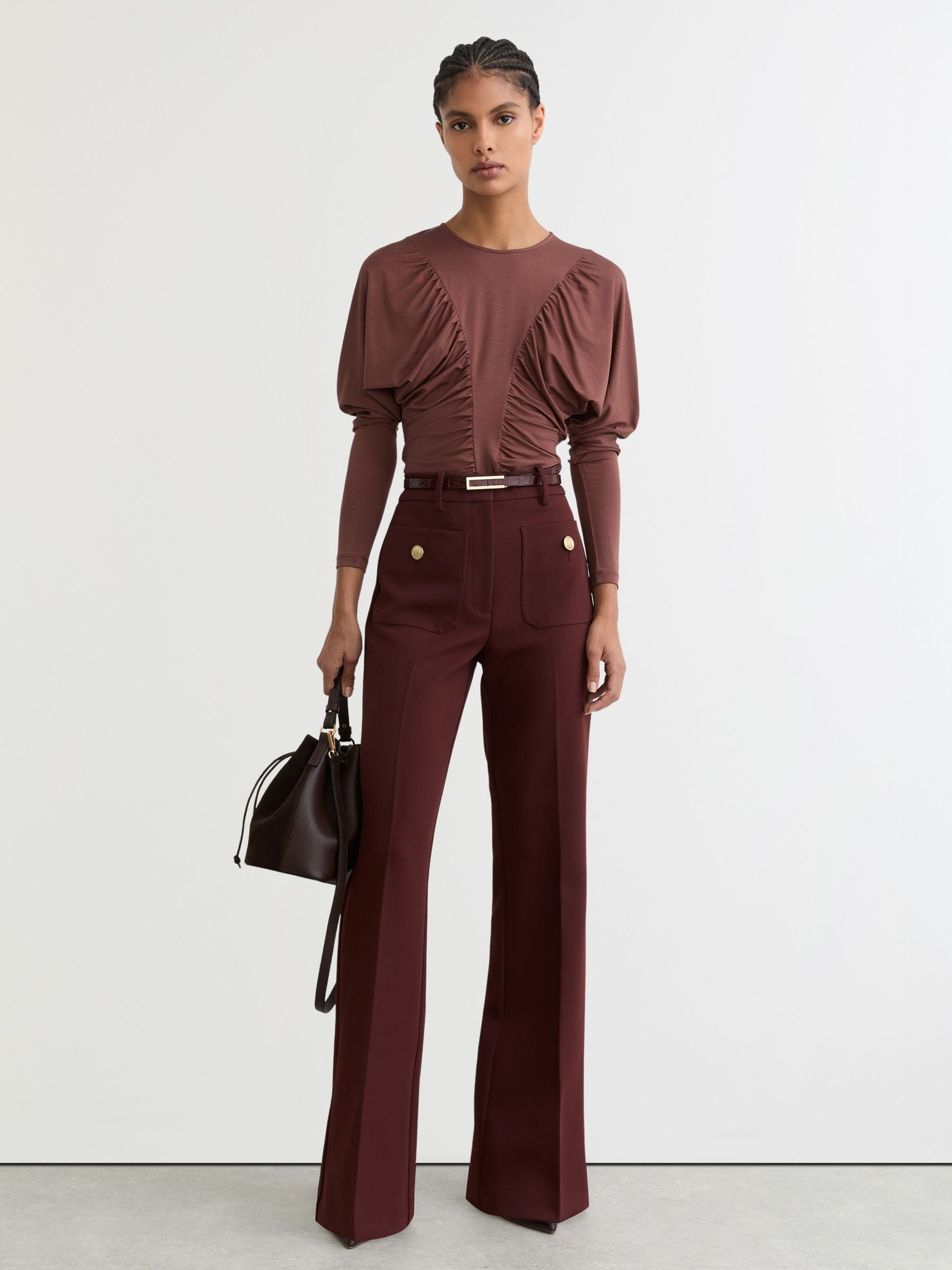 REISS Fenna Ruched Jersey Top